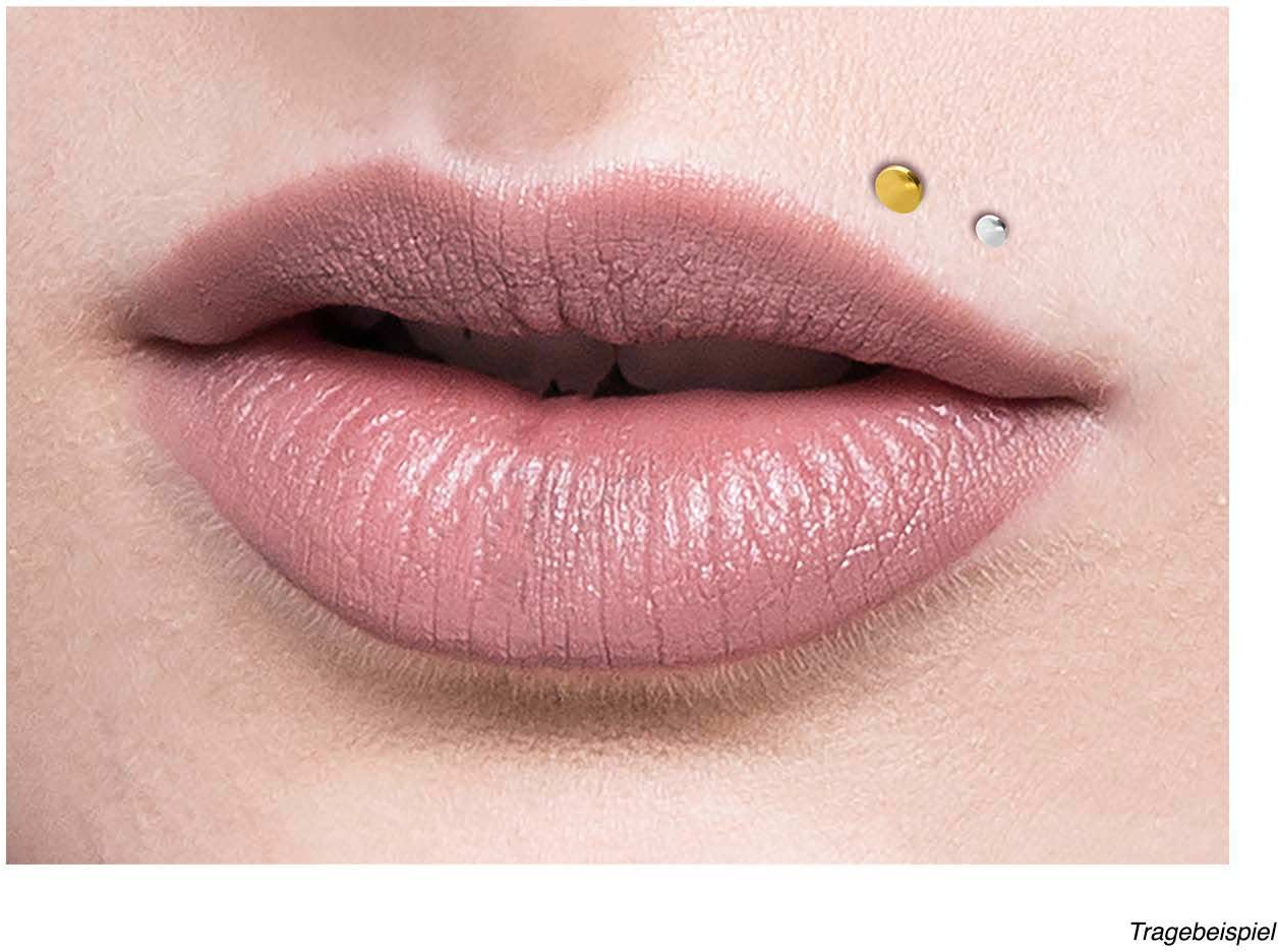 Titanium triple piercing mini labret with internal thread FLAT DISC ...